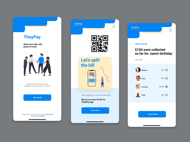 TheyPay - Split bills with peace of mind by Yaron Cohen on Dribbble