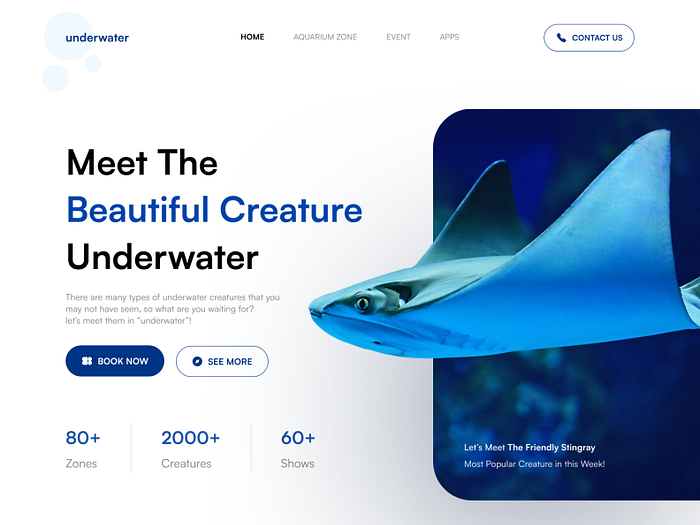 underwater🐟 • Aquarium Booking Website by Viola Dwi 🖖 for 10am Studio ...