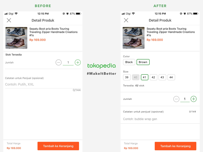 Tokopedia Detail Produk #MakeItBetter by Devi Natalia on Dribbble