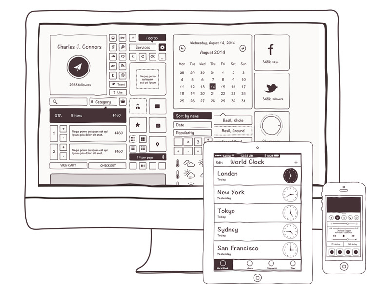 Vector Wireframe Kit for Mobile and Web Apps! by Atif Arshad on Dribbble