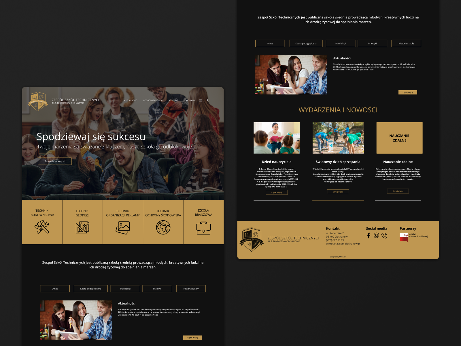 Elegant high school website design by Patrycja Makowska on Dribbble