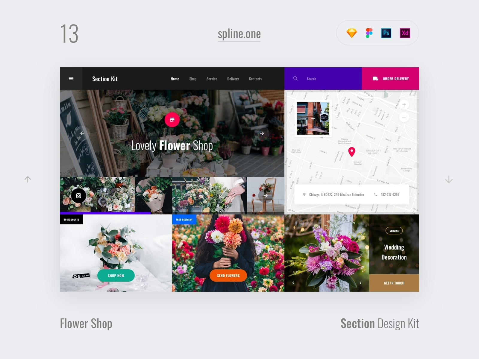 13 Flower Shop, Section Design Kit by Spline.One on Dribbble