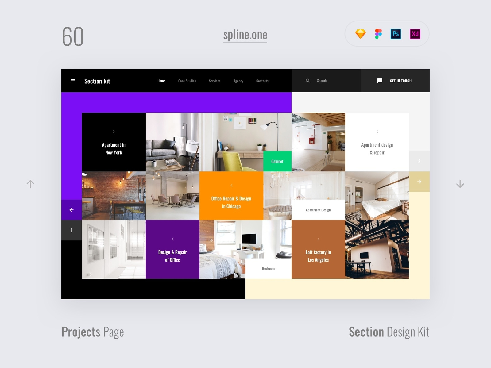 60 Construction Portfolio, Section Design Kit by Spline.One on Dribbble