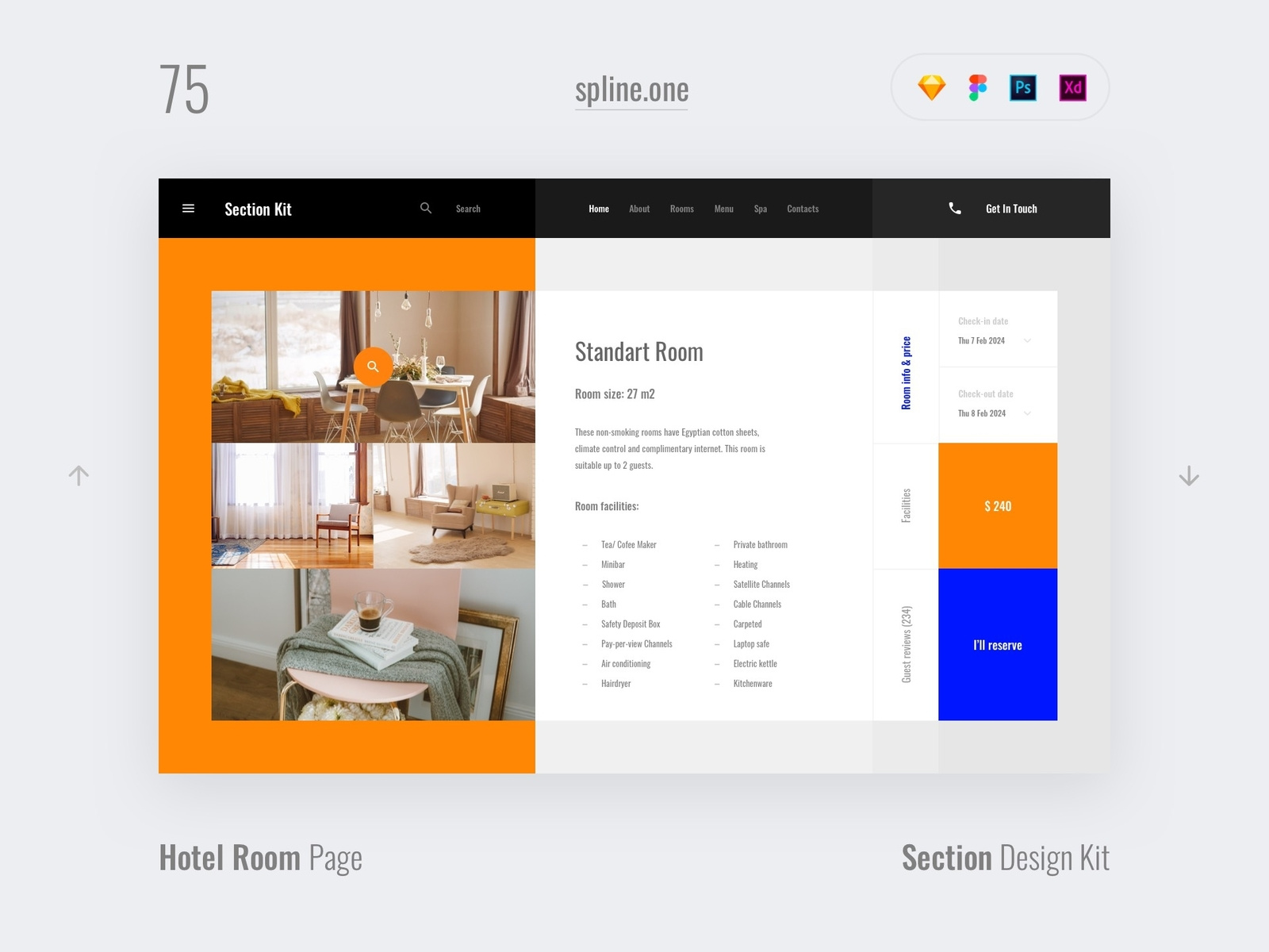 75 Hotel Room, Section Design Kit by Spline.One on Dribbble