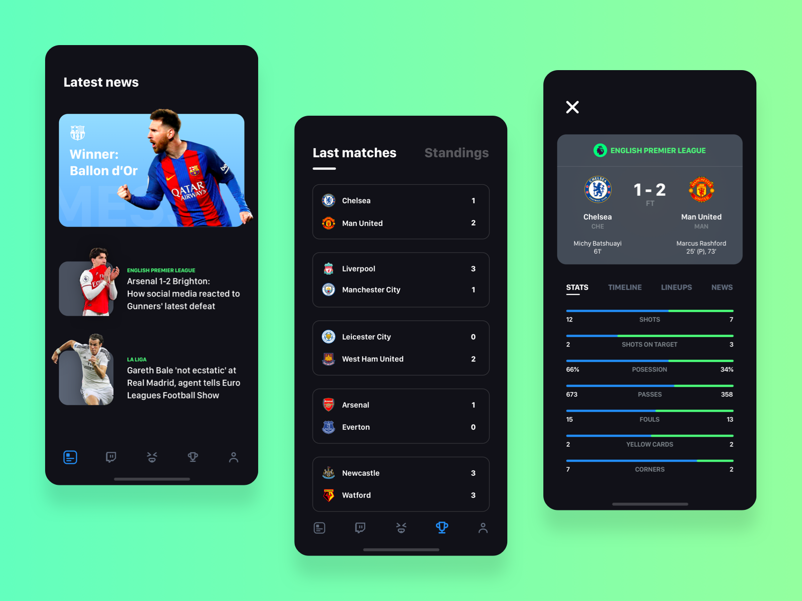 Football App Concept by Adam Kiss for Halcyon Mobile on Dribbble