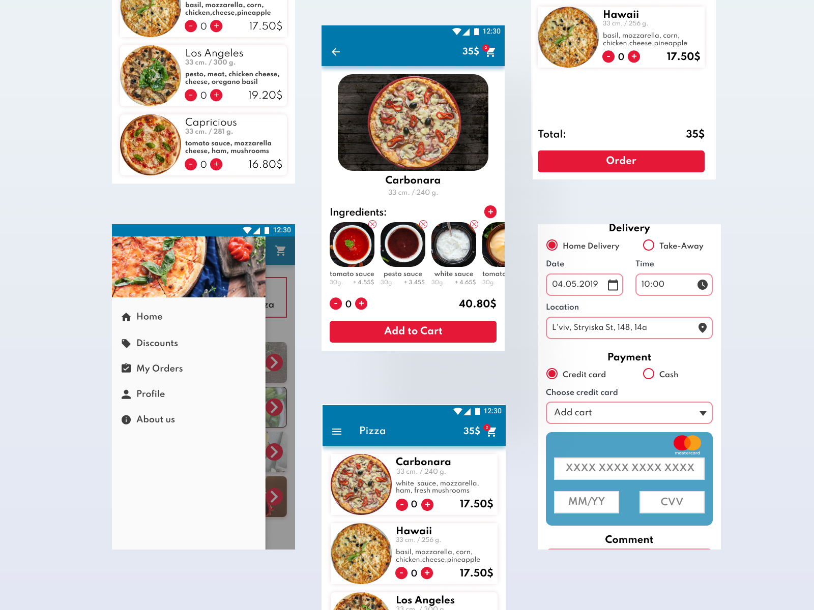 Android mobile design (Pizza delivery) by masita_design on Dribbble