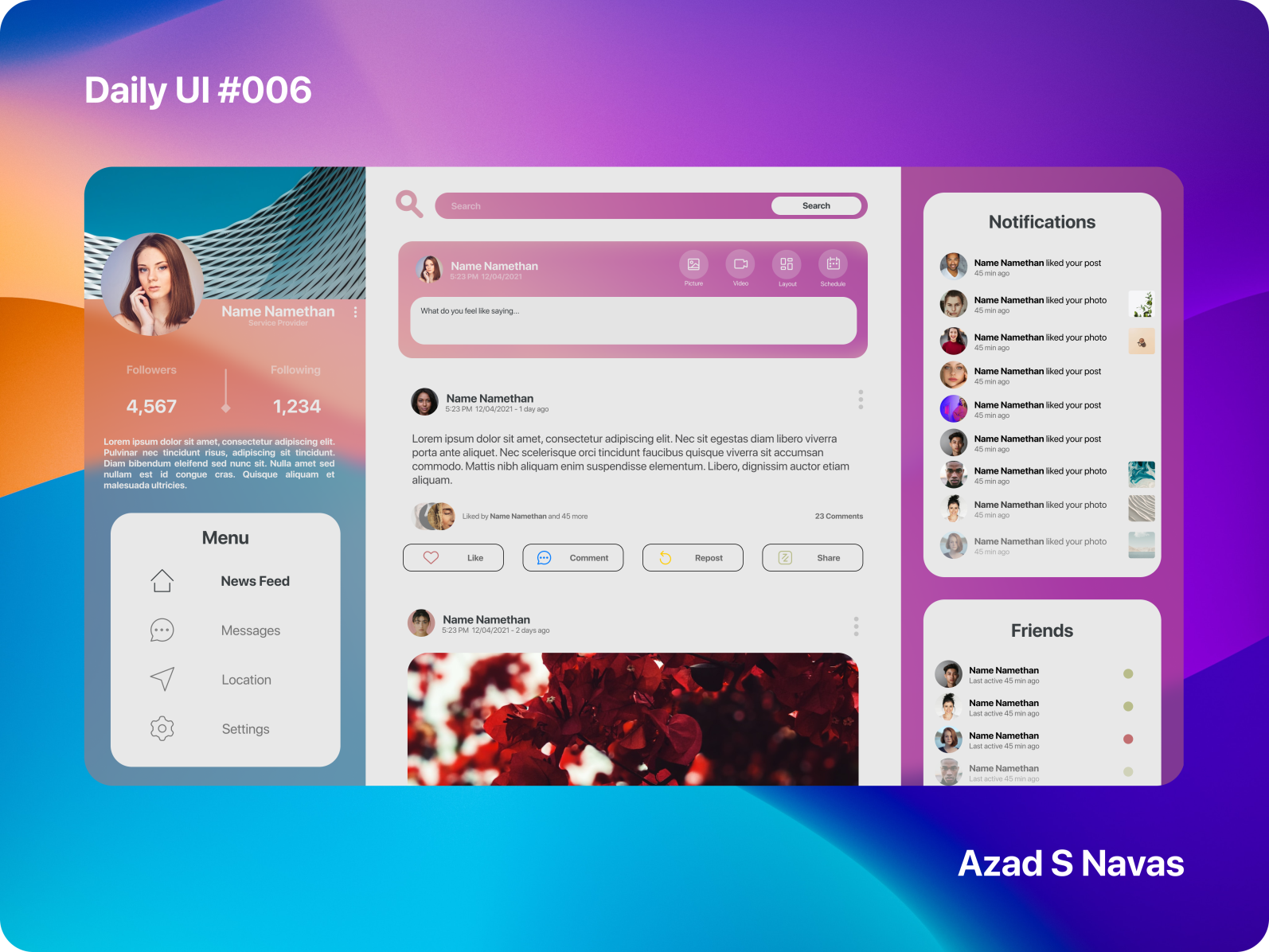 A Social Media Page by Azad S Navas on Dribbble