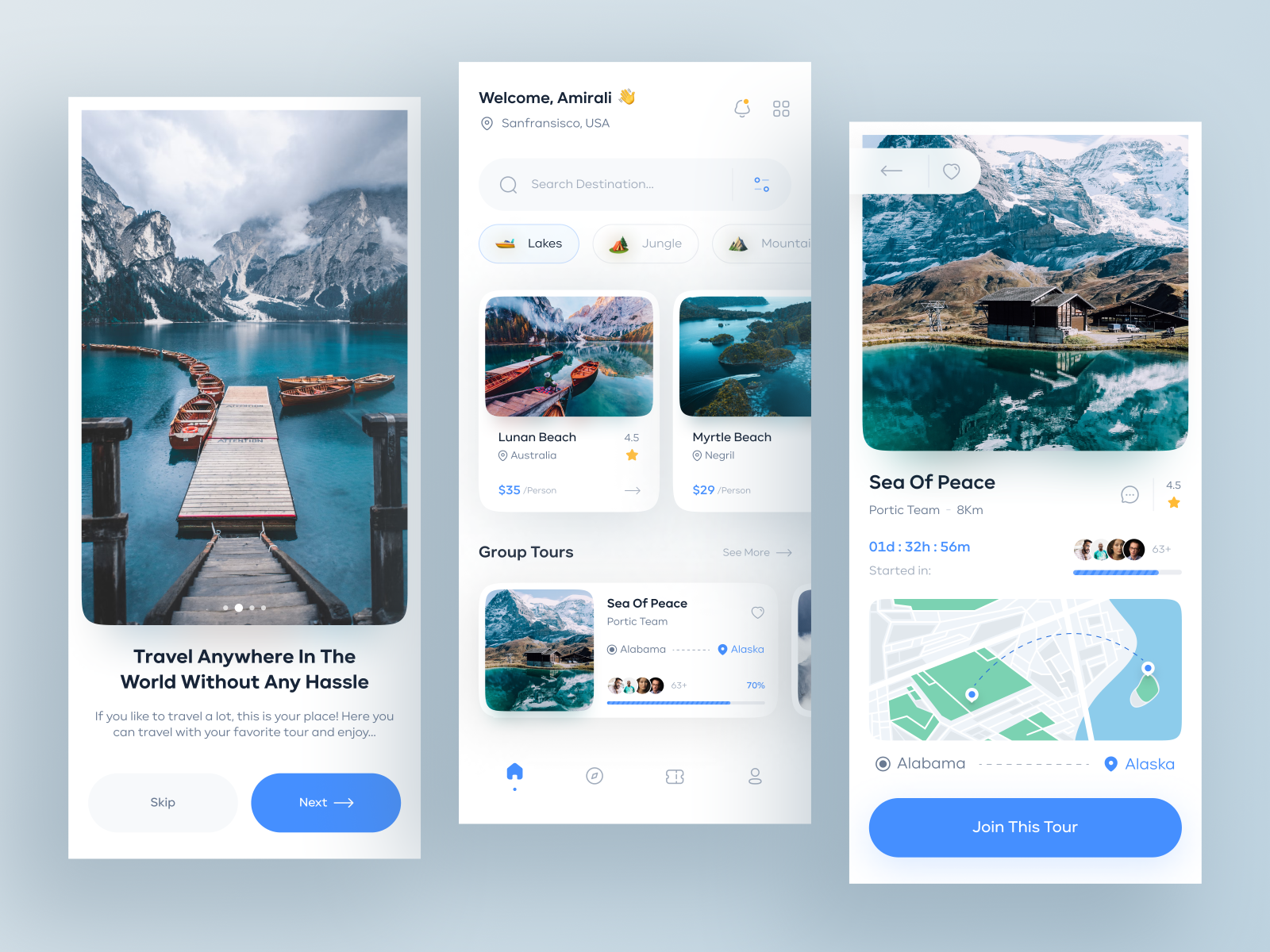 Travel App Design - Light Mode 🔥 by Amirali Nabatian for Oniex™ on Dribbble