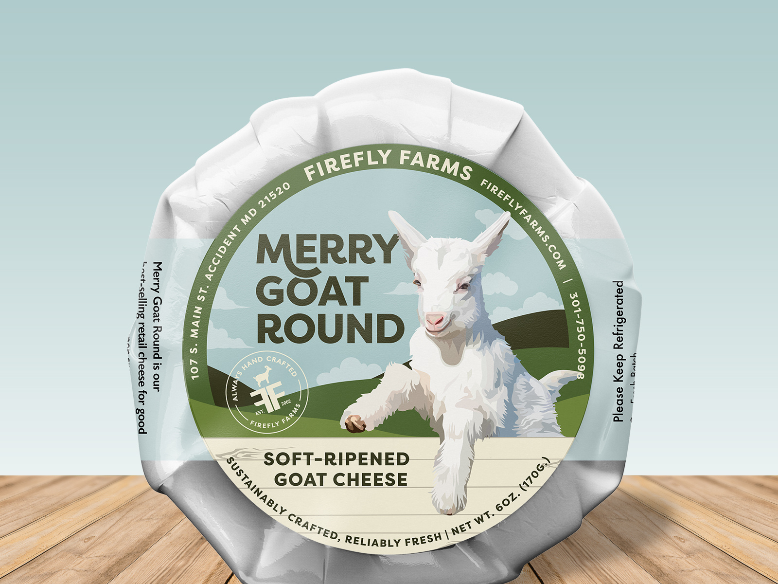 Firefly Farms Merry Goat Round Goat Cheese by Octavo Designs on Dribbble