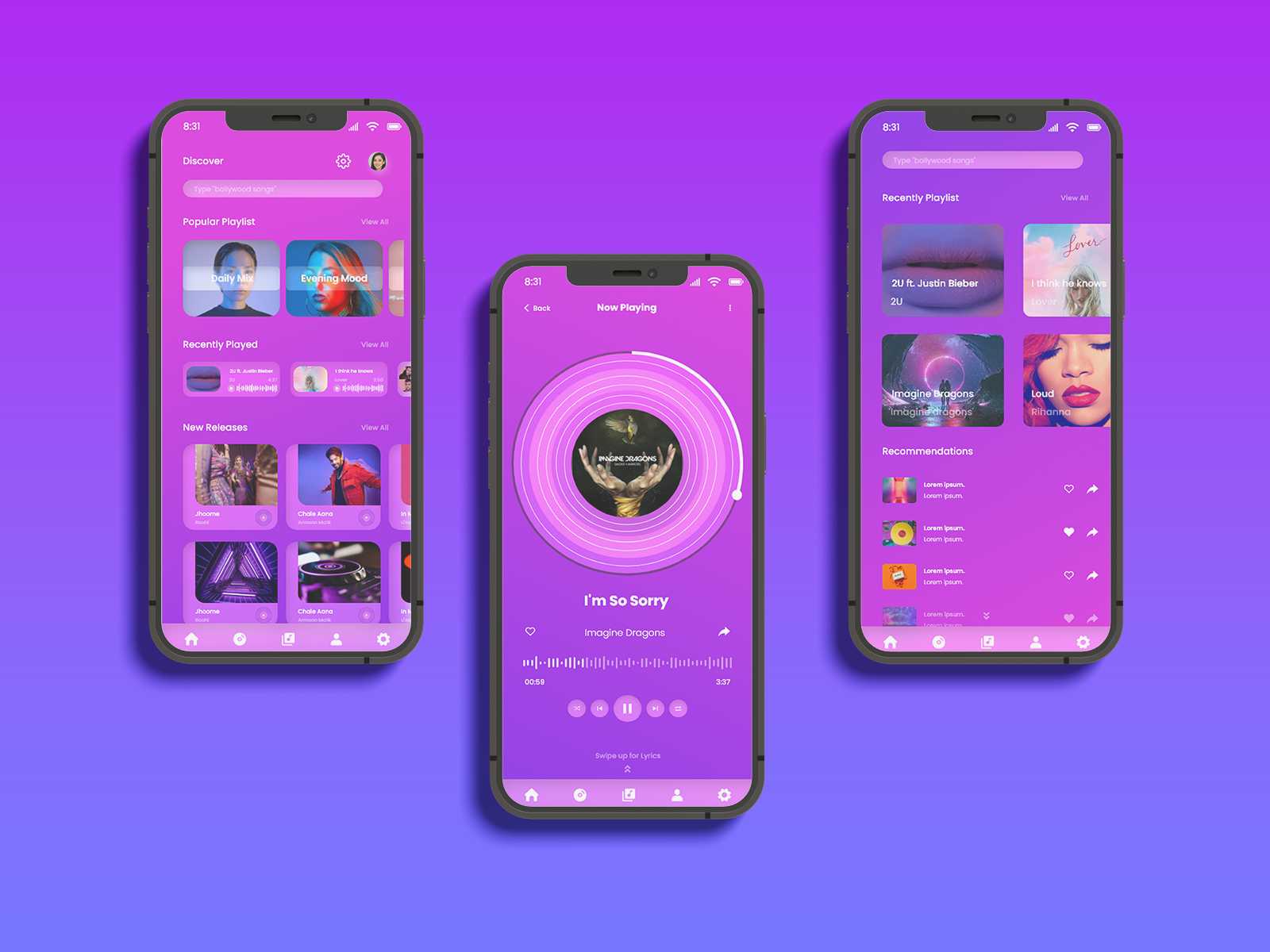 Music App - Screen Explorations by Meenakshi Das on Dribbble