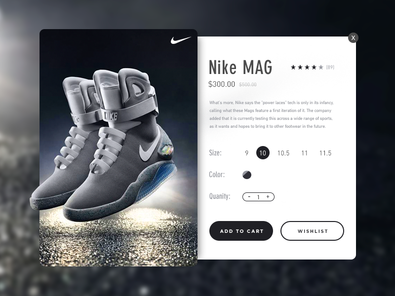 Nike Shoe Card by Matthew Jessell on Dribbble