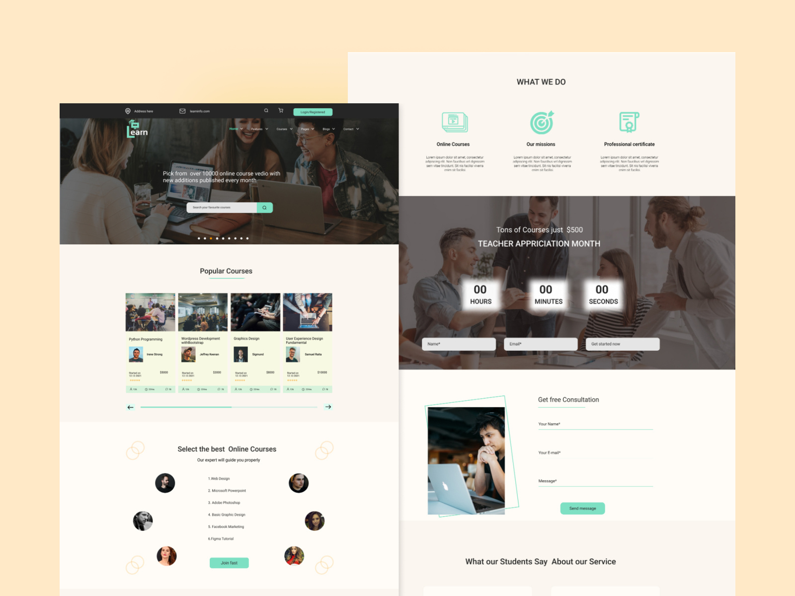 E-Learning Landing Page by Ferdousi Chowdhury on Dribbble