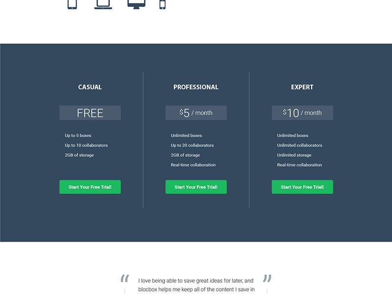 Minimal Pricing Table by Michael Roach on Dribbble