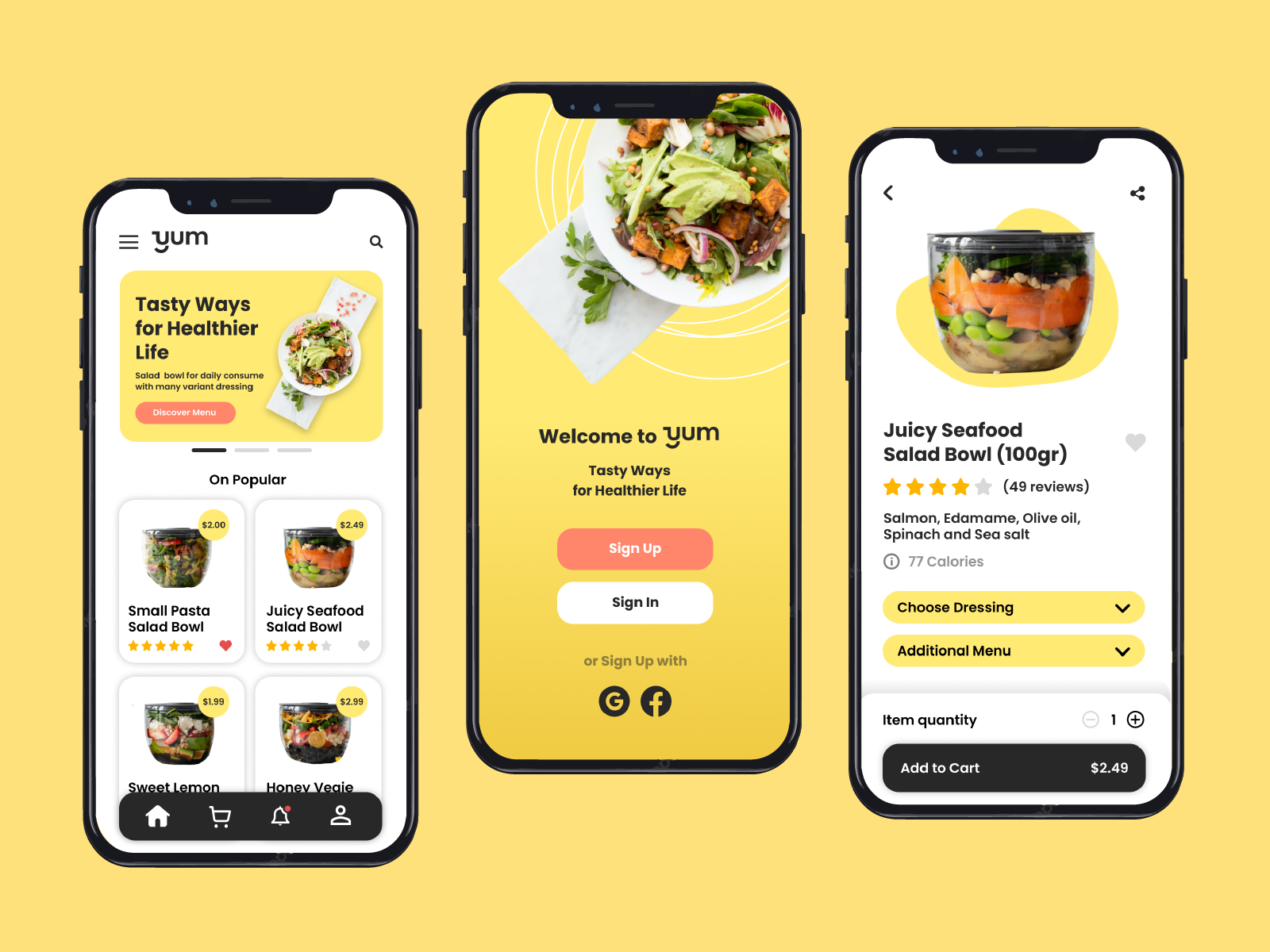 Yum - Salad Bowl Delivery Application UI Design by Agniya Mahmudah on ...