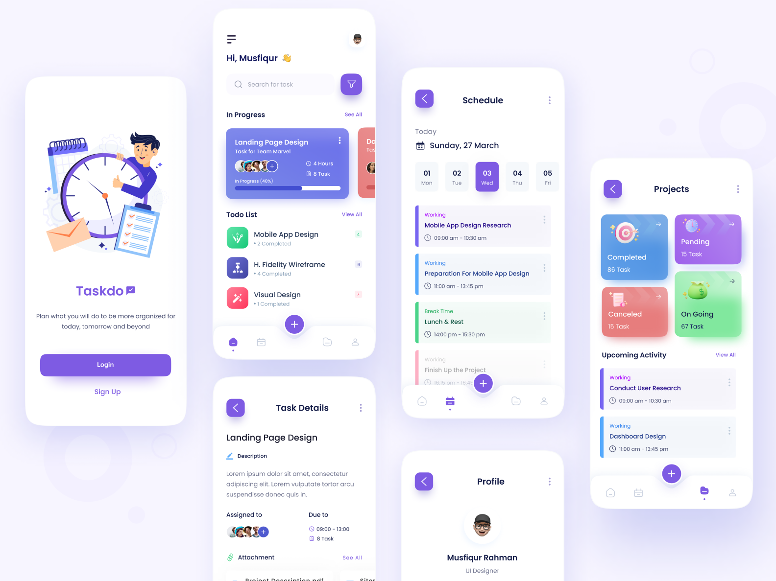 Taskdo | Task Management Mobile App Design by Mushi Rahman on Dribbble