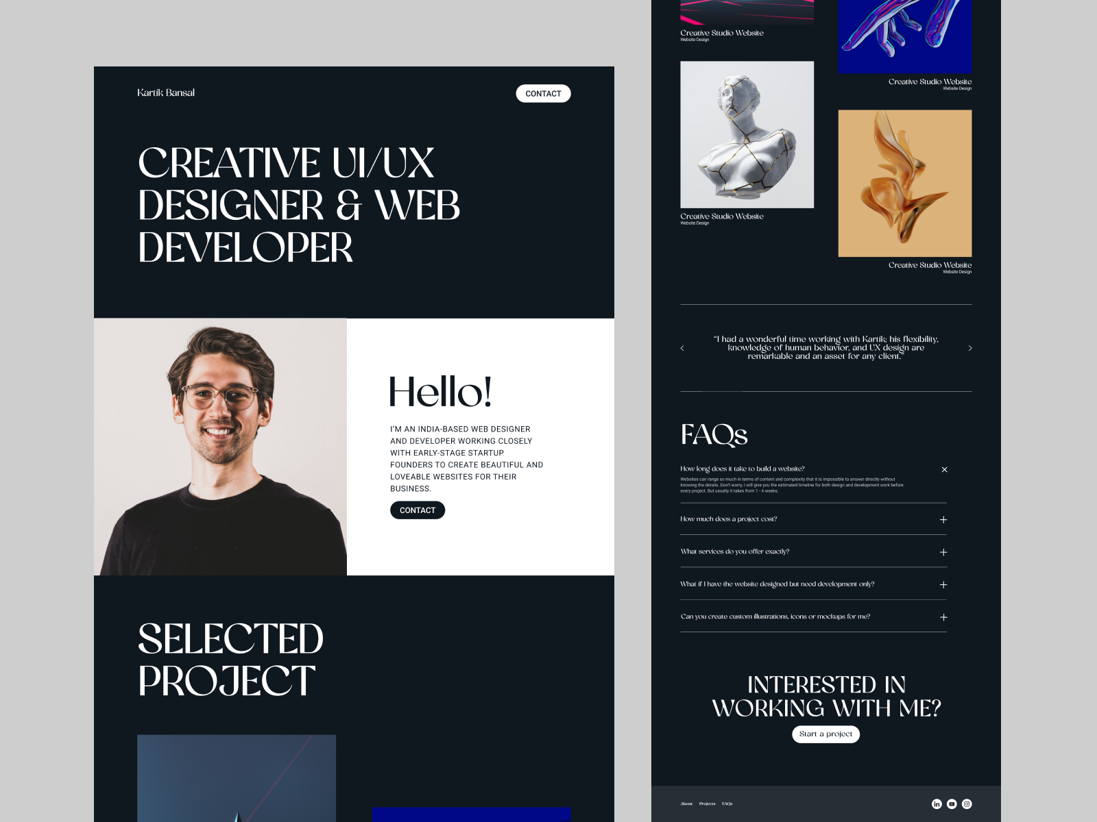 Kartik Bansal | Freelance Portfolio website by Designflow Agency on ...