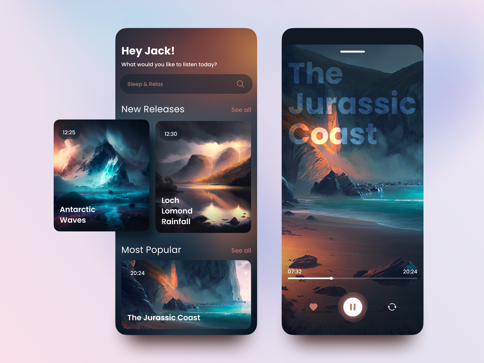 Nature Sounds App by Anastasiia Honcharova for GDE.design 🇺🇦 on Dribbble