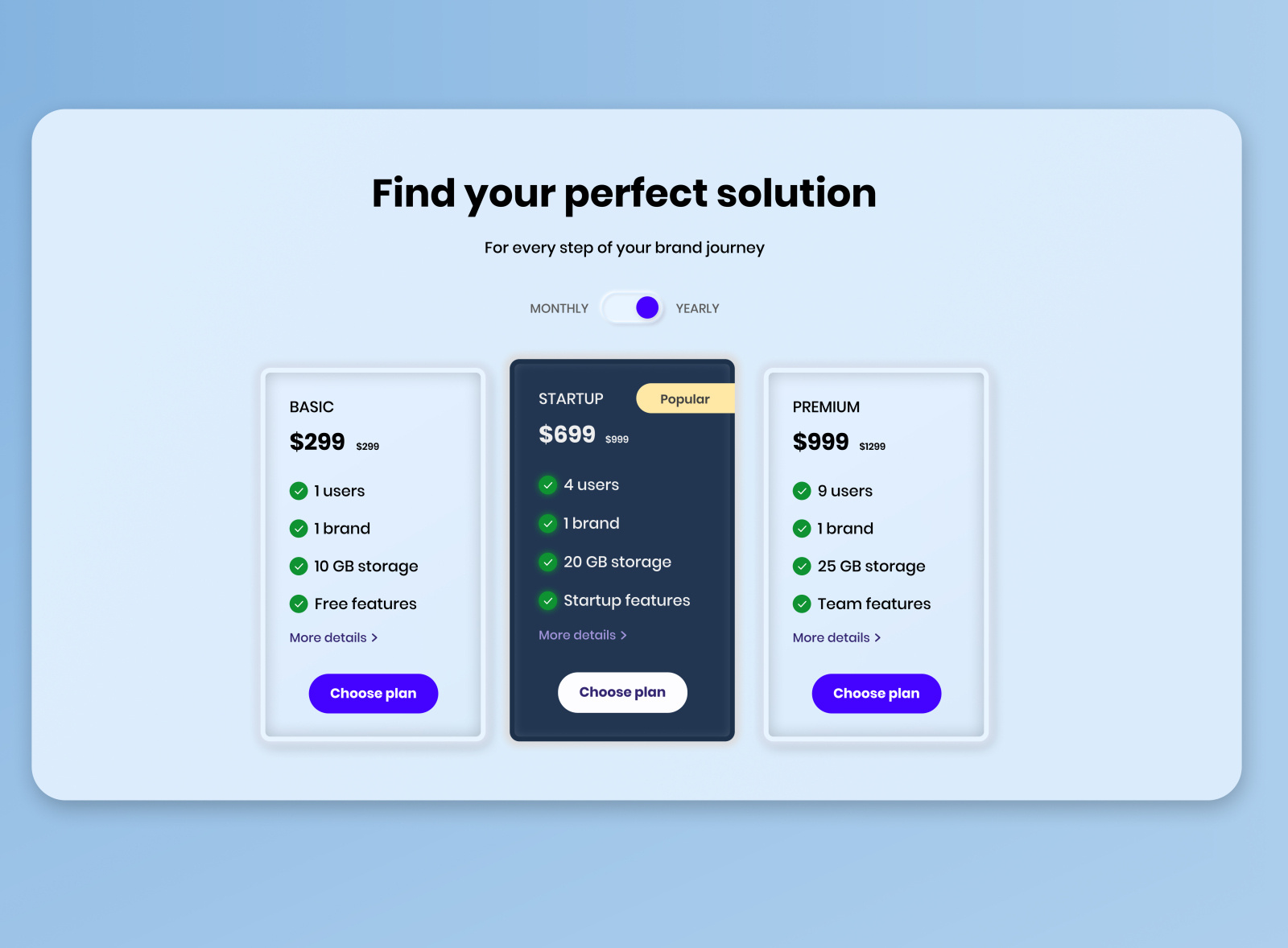 Daily UI- 030 Pricing by Anup Kujur on Dribbble