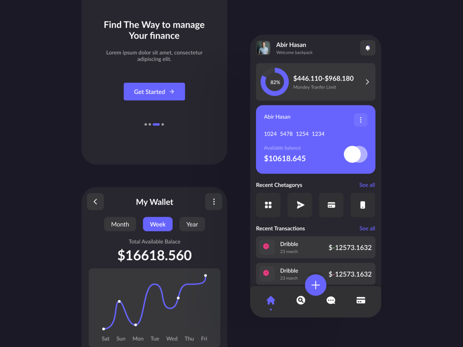 Finance Mobile App UI Design by Abir Hasan on Dribbble