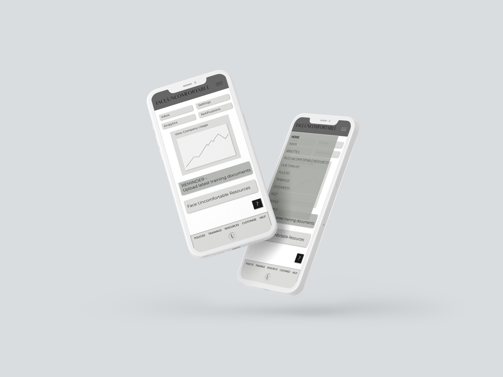 Mobile App Mock Ups - Face Uncomfortable by Jessica Vorheis Designs on ...