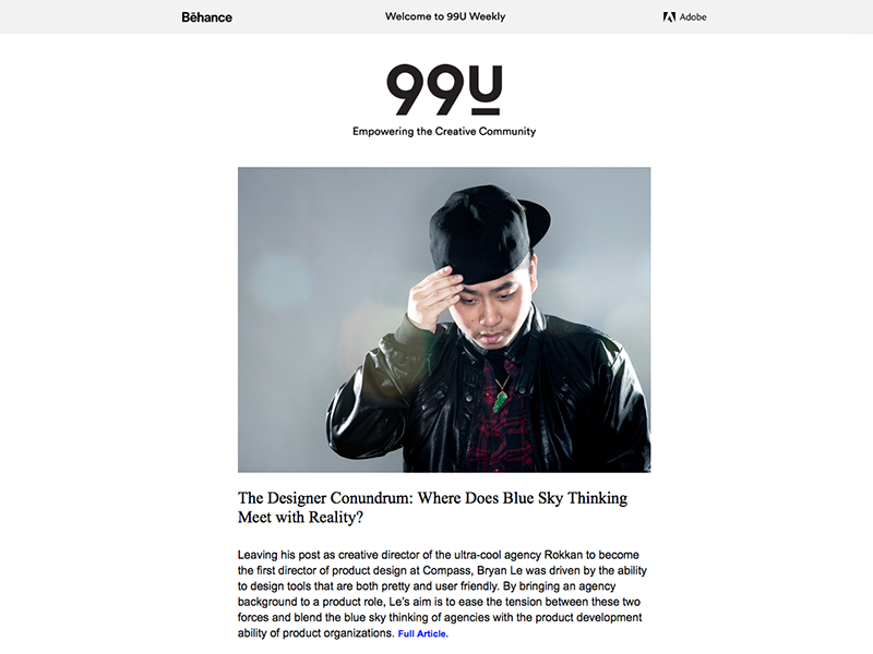 New Bryan Le interview live on 99u by lifeasdave on Dribbble