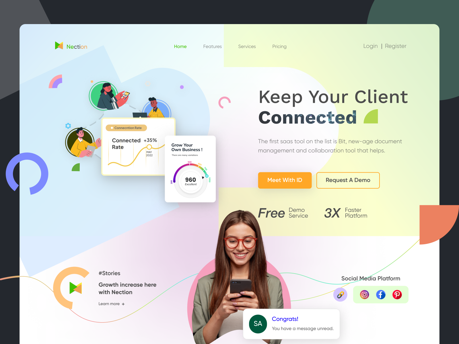 Nection || SAAS Landing Page Hero Section by Mehadi Hasan Shaon 🔥 on ...