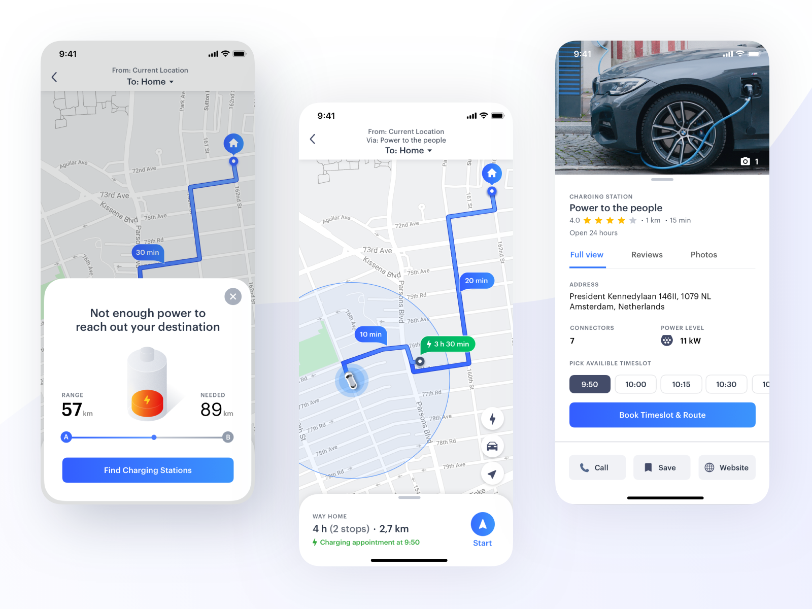 Navigator App for Electric Cars by Kate Misharina on Dribbble