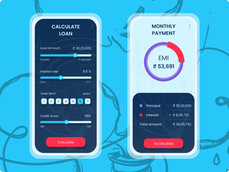 Daily UI-004 Loan/EMI Calculator by Adarsh S Thambi on Dribbble