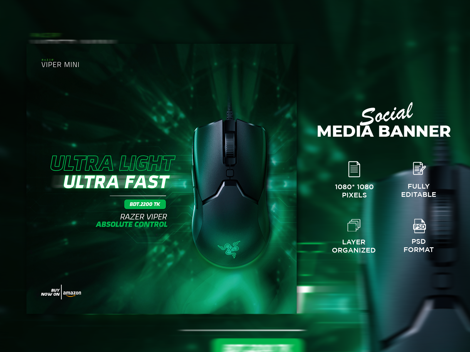 Gaming Mouse Banner | Social Media Post Design by Yamin shakib on Dribbble