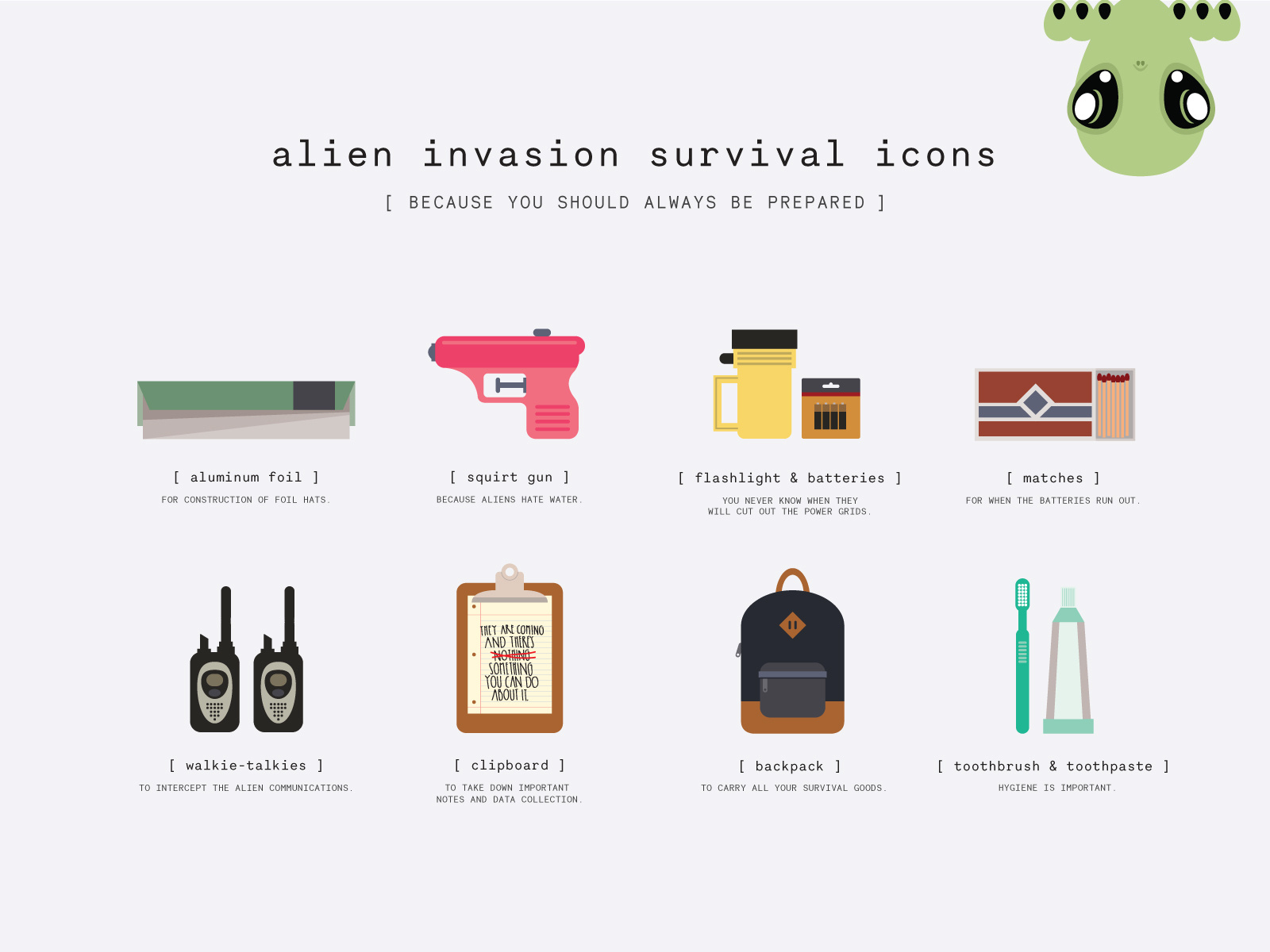 Alien-Invasion Survival Icons by Mary Durant on Dribbble
