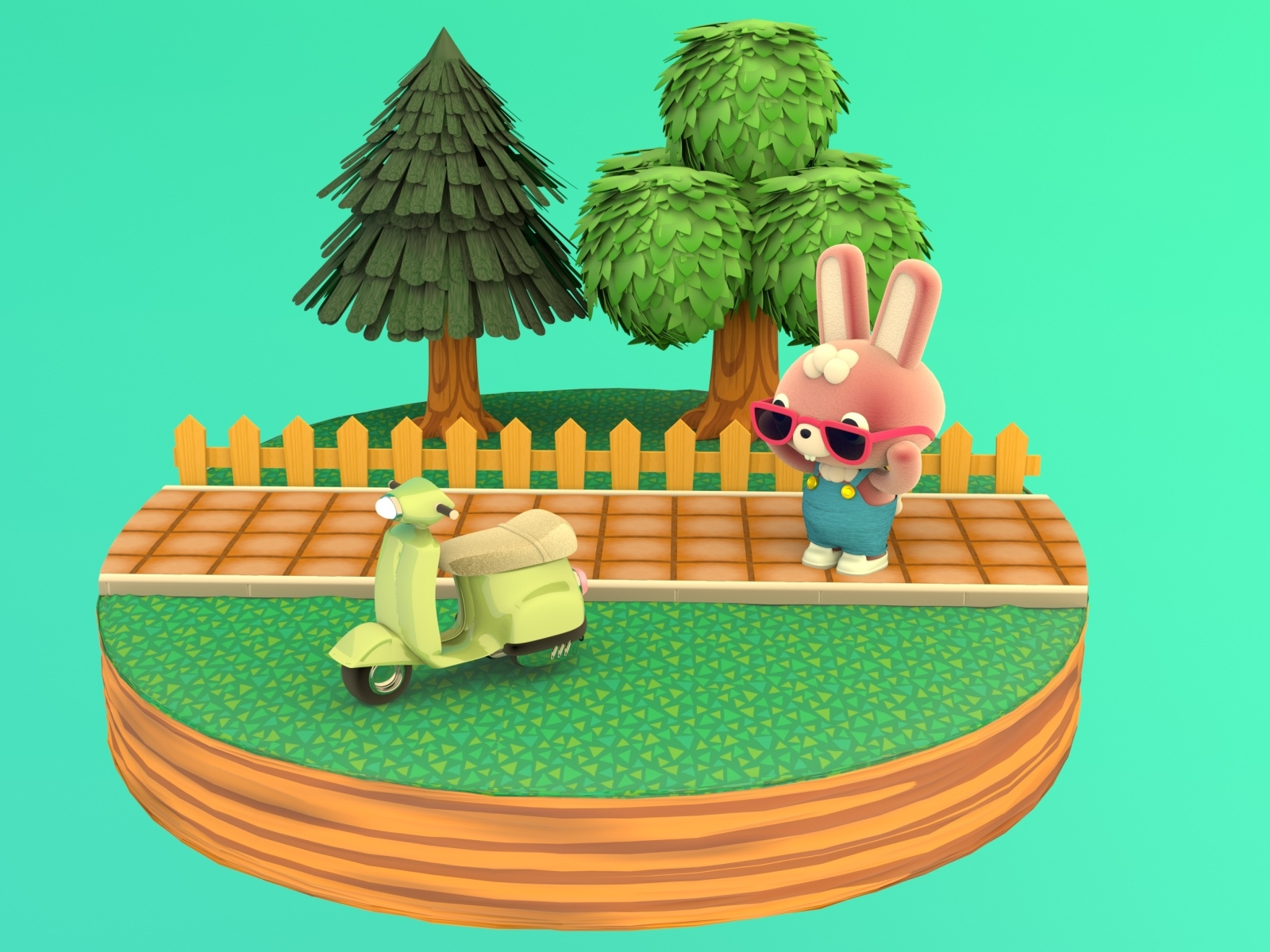 ACNH inspired rabbit & scooter by Hadrien Pennes on Dribbble