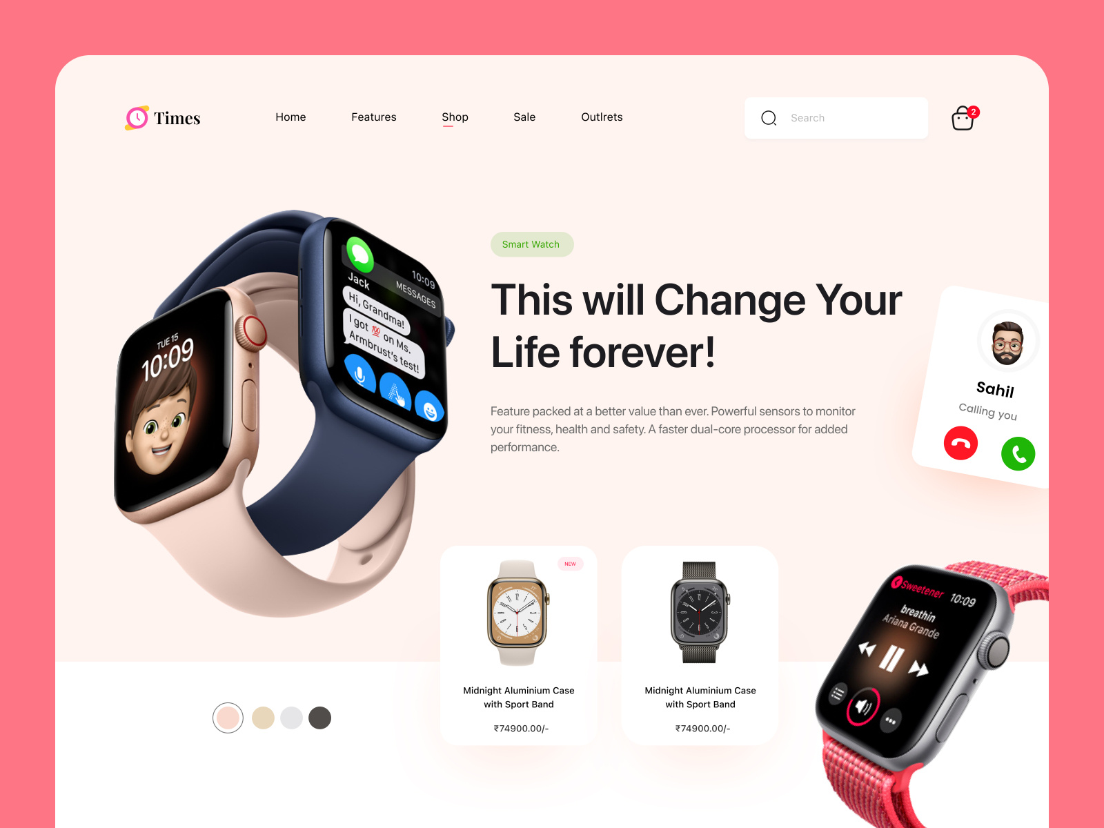 Smart Watch Landing Page by Kinaree Bodar on Dribbble
