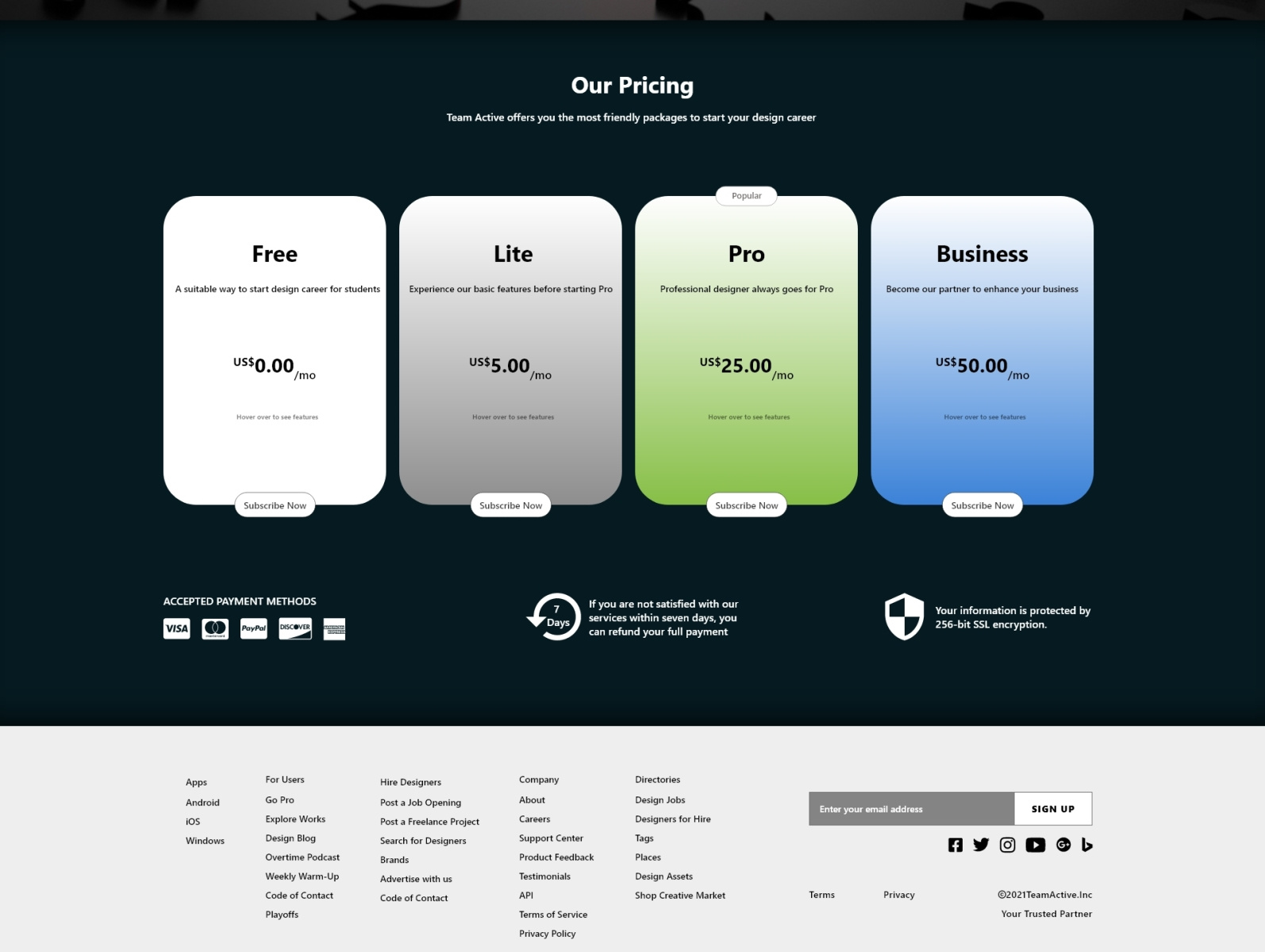 Creative Subscription Page UI by NH NAHID on Dribbble