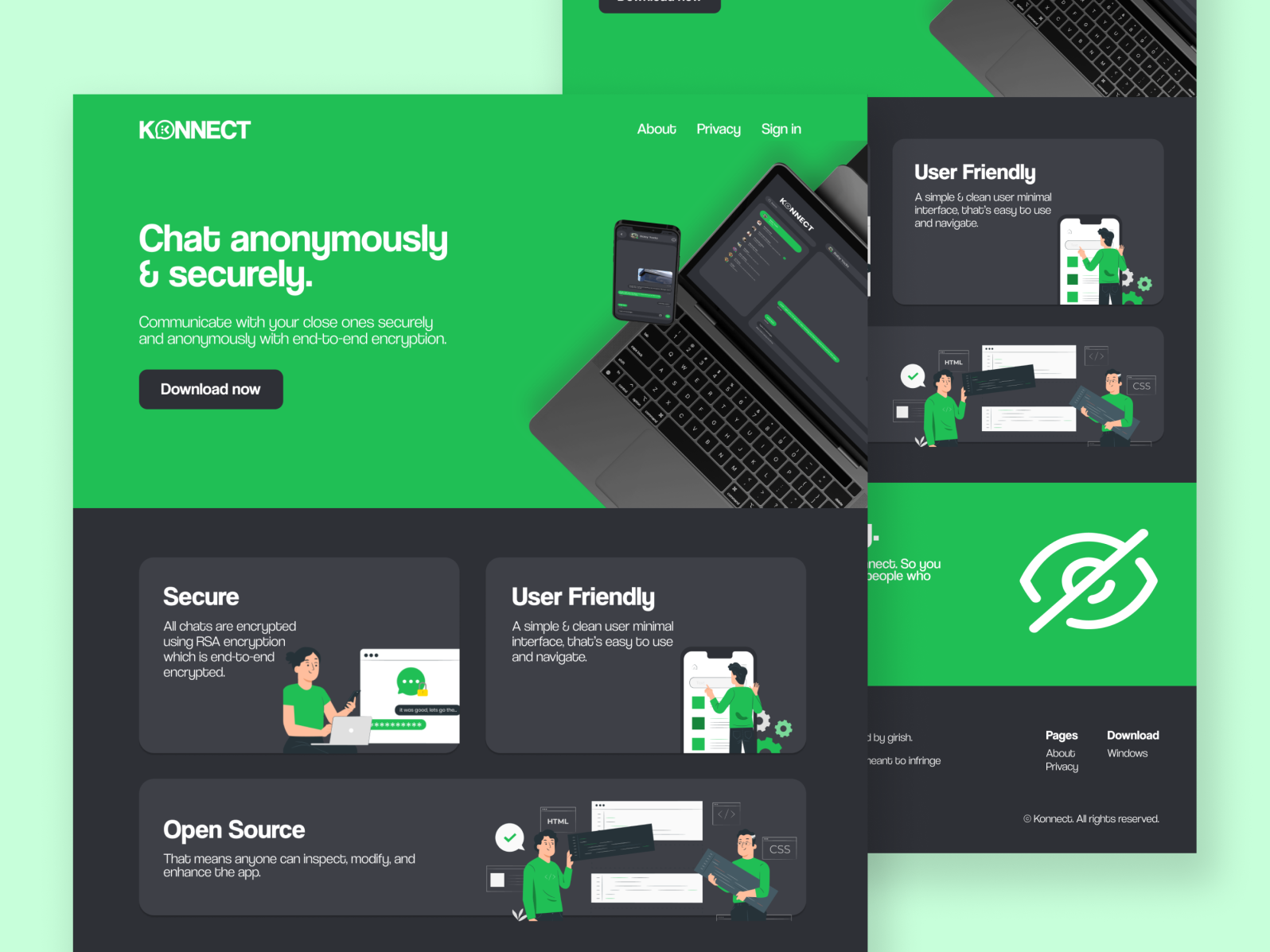 Konnect - Chat/Messaging App Website Design by Girish on Dribbble