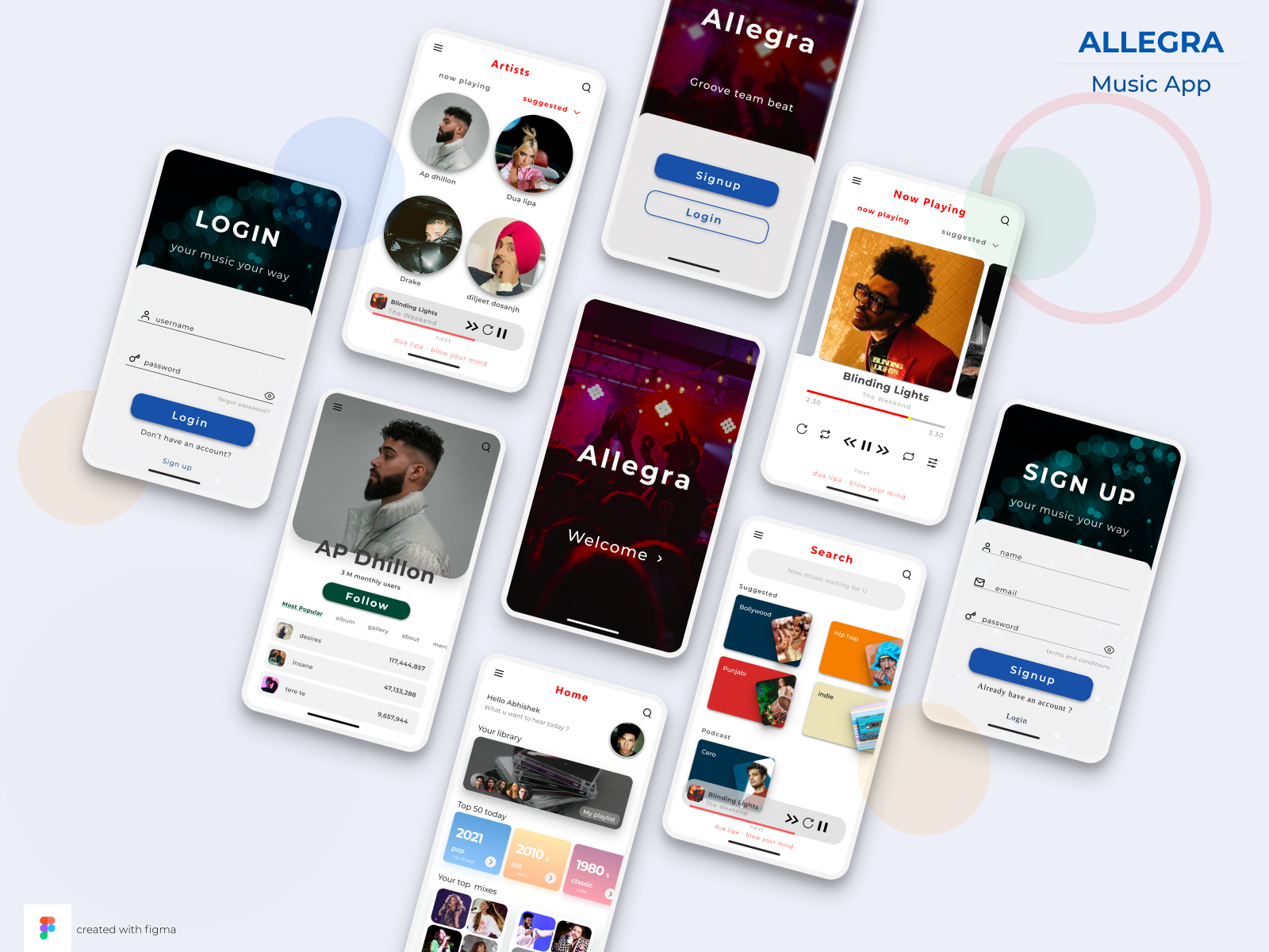Allegra music app by Abhishek Dangi on Dribbble