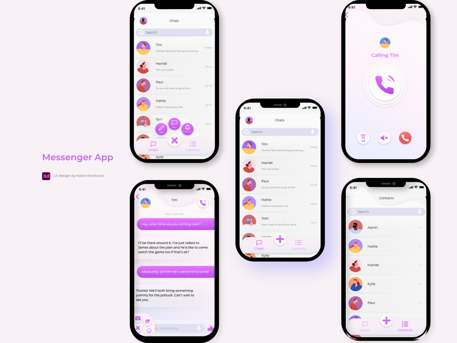 Messenger App by Katie Hitchcock on Dribbble