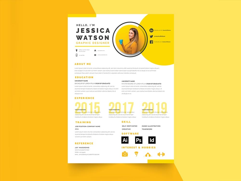 Dribbble Free yellow resume template jpg By Andy Williams