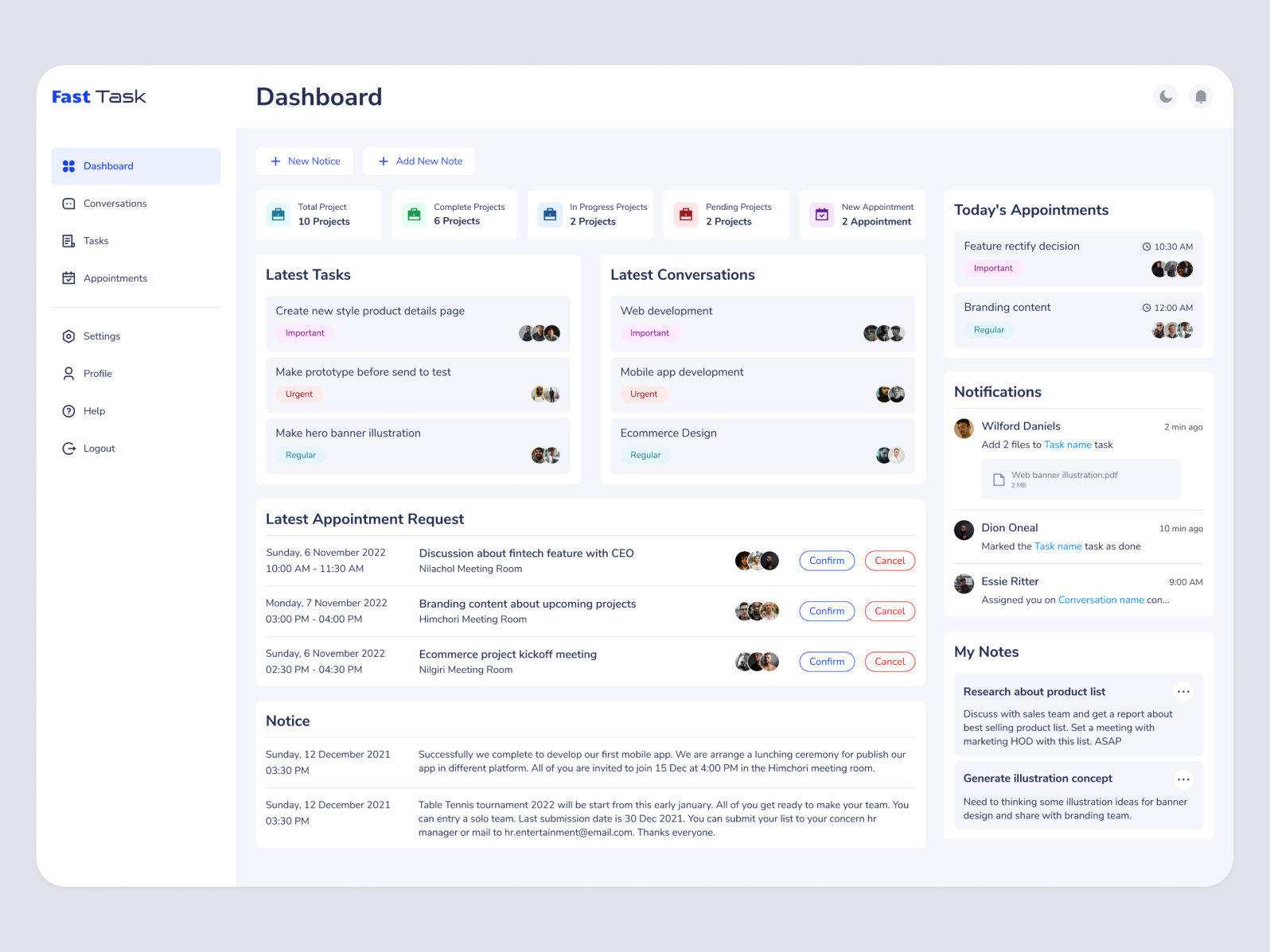 Fast Task - Dashboard by Shafiqul Islam on Dribbble