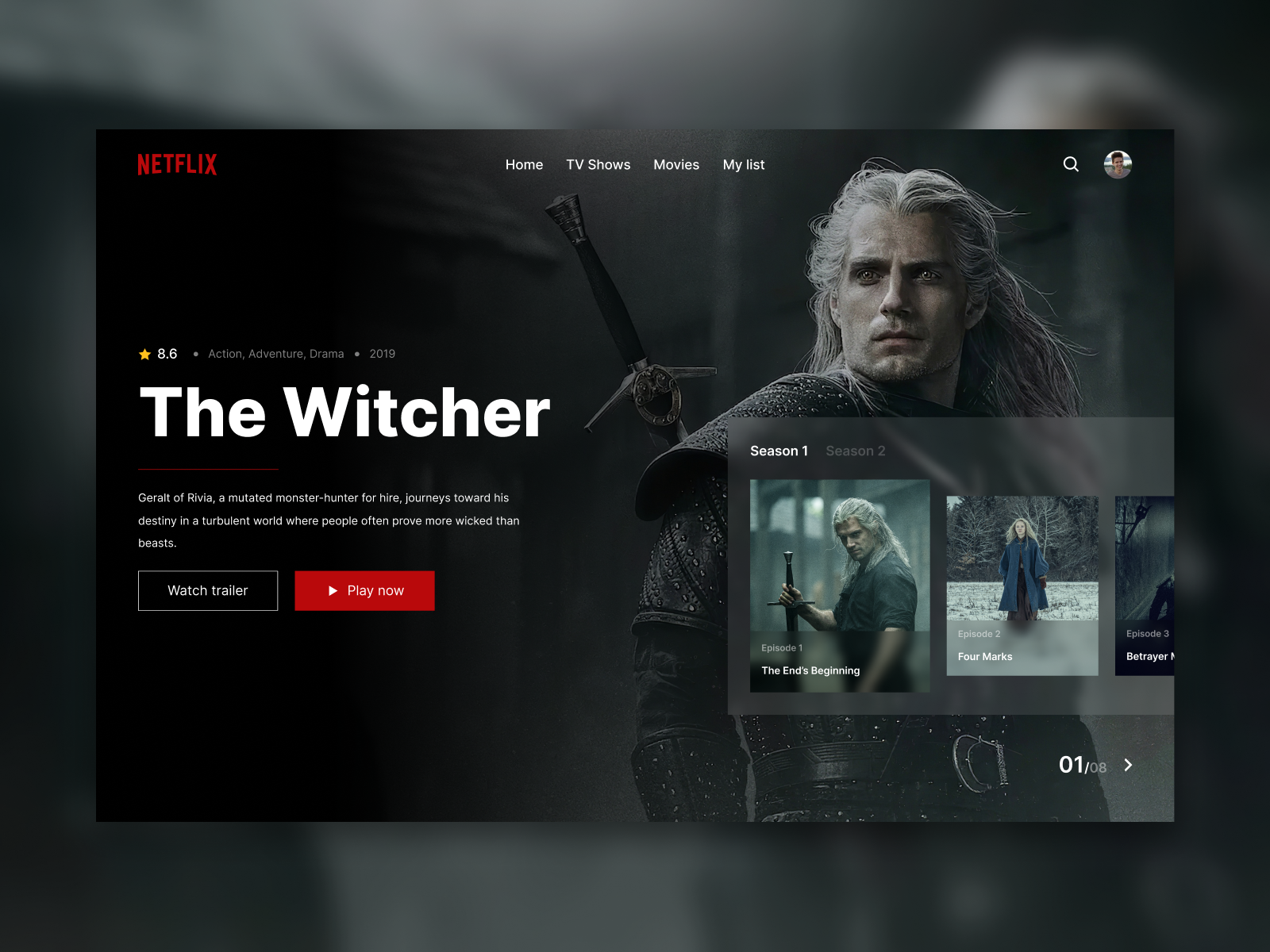 Netflix Witcher Concept by Bartłomiej Wereszczak on Dribbble