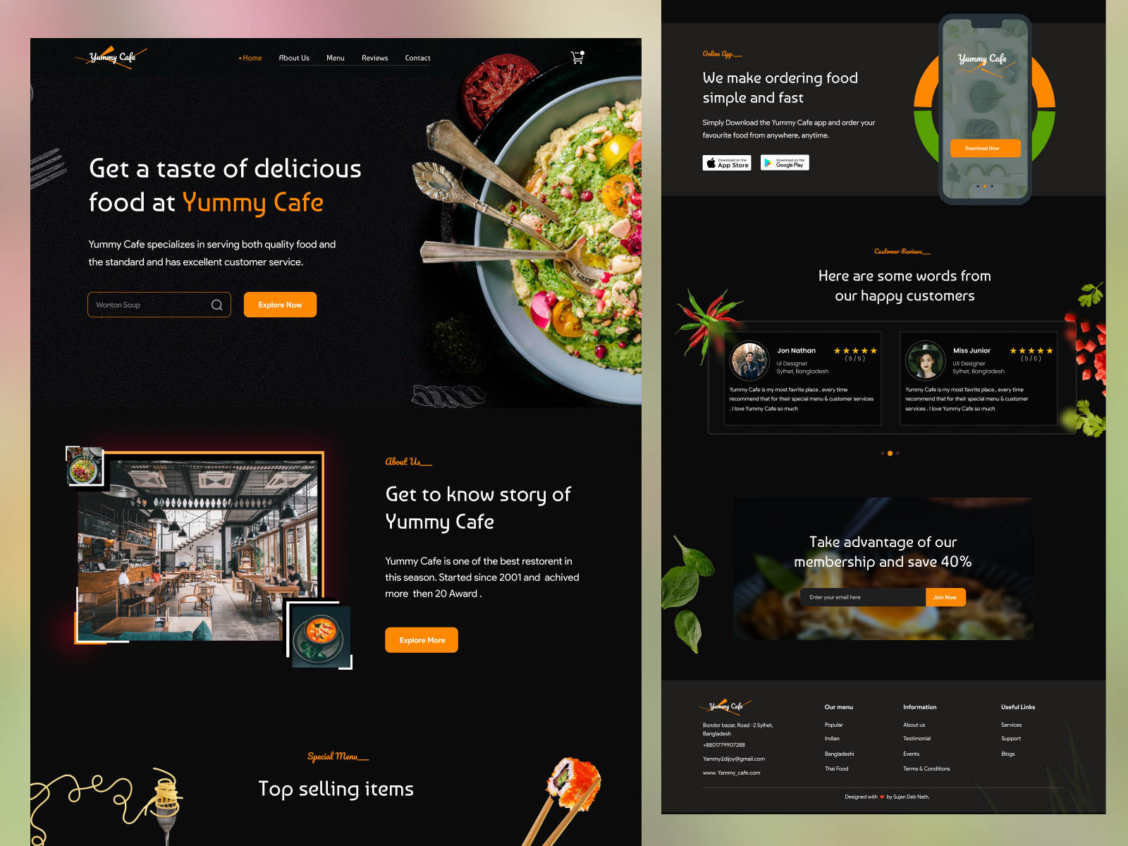 Restaurants Landing Page Exploration by Sujan 🔥🚀 on Dribbble