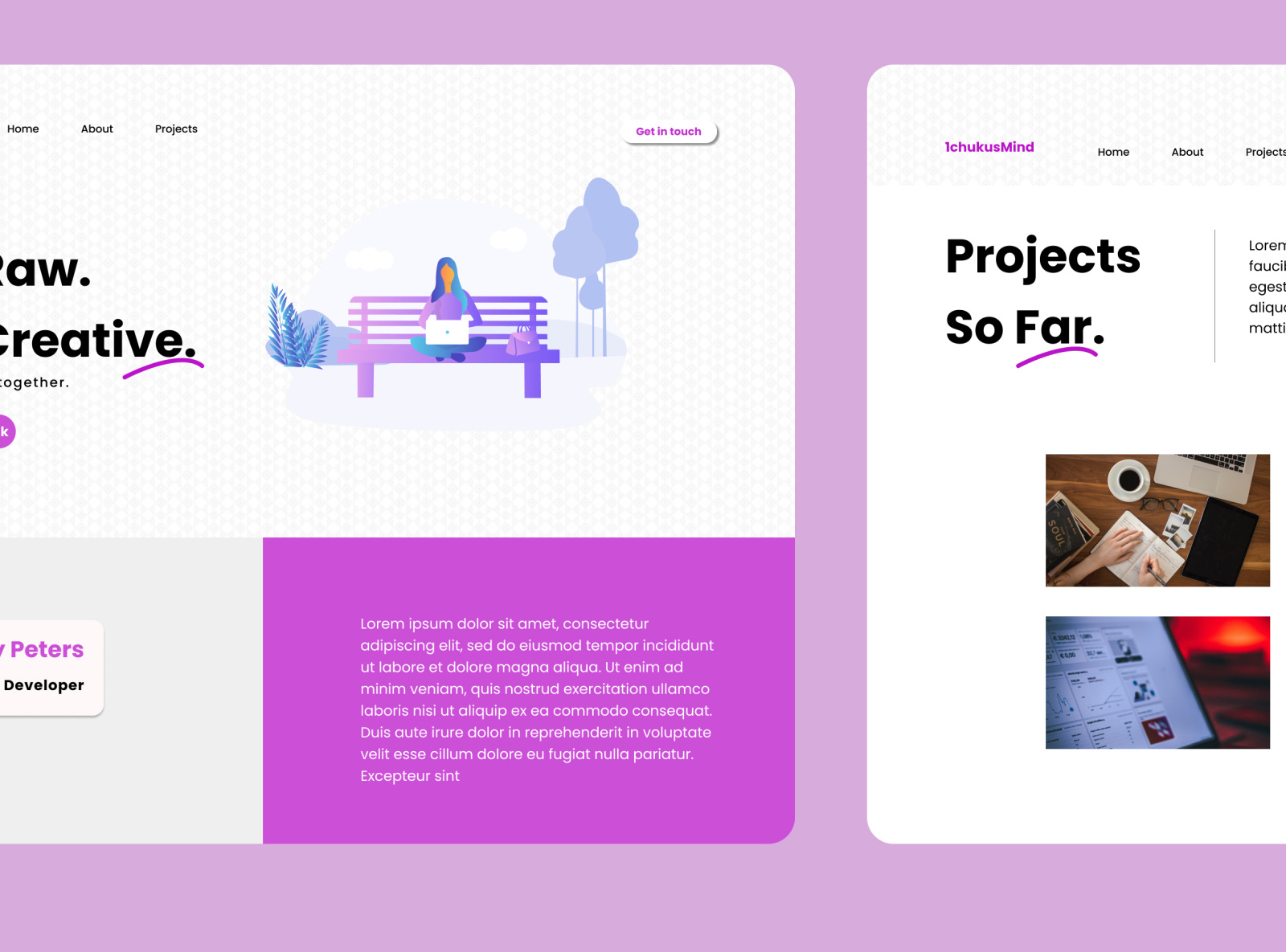 Portfolio UI Design by Hilary Peters on Dribbble