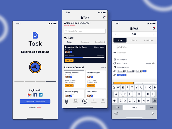 Task Management App - UI Mobile Screens by Ashish Rawat on Dribbble