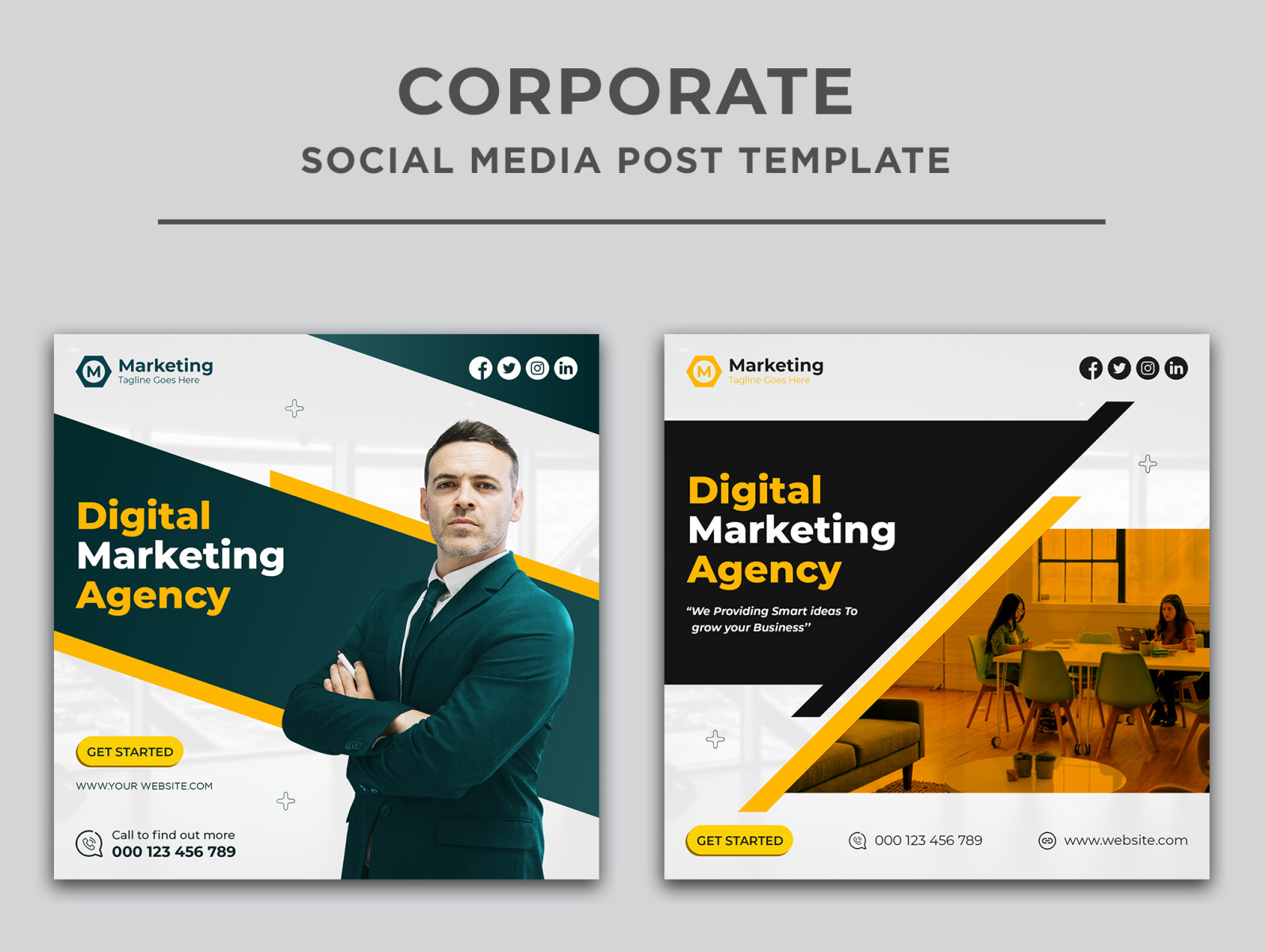 Corporate Digital Marketing Social Media Post Template by Md Miraz ...