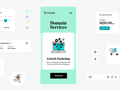 GoDaddy UI by Brandon Termini for handsome on Dribbble