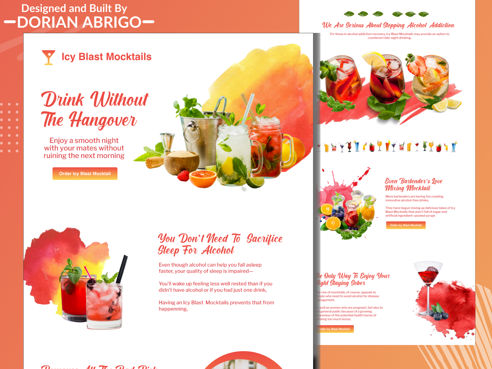 Alcoholic Drink Cocktail (Mocktail) Website Landing Page by Dorian ...