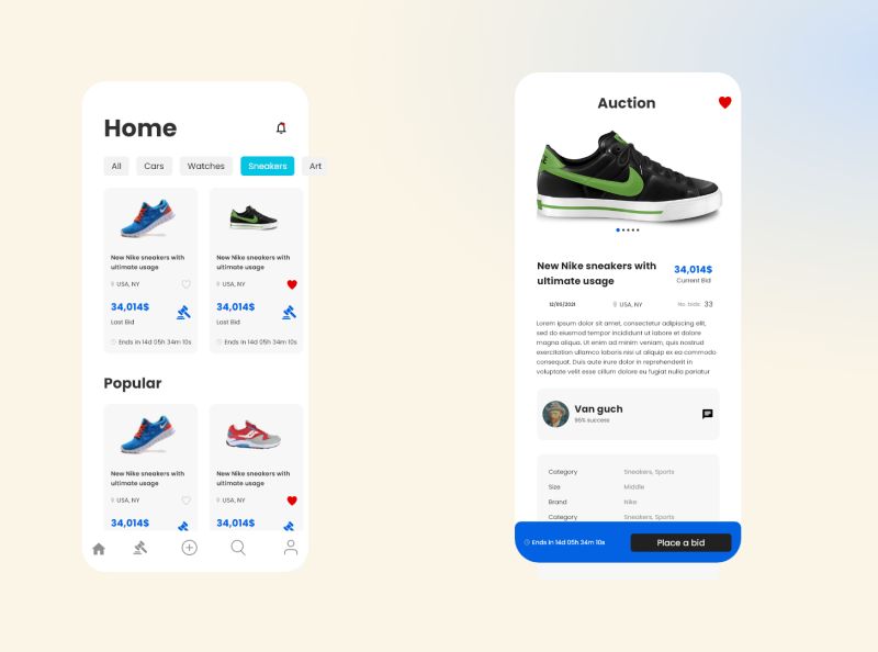 Bidding app by Hussein S.Thaih on Dribbble