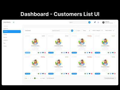 Customers List UI - Dashboard by T Veeraiah on Dribbble