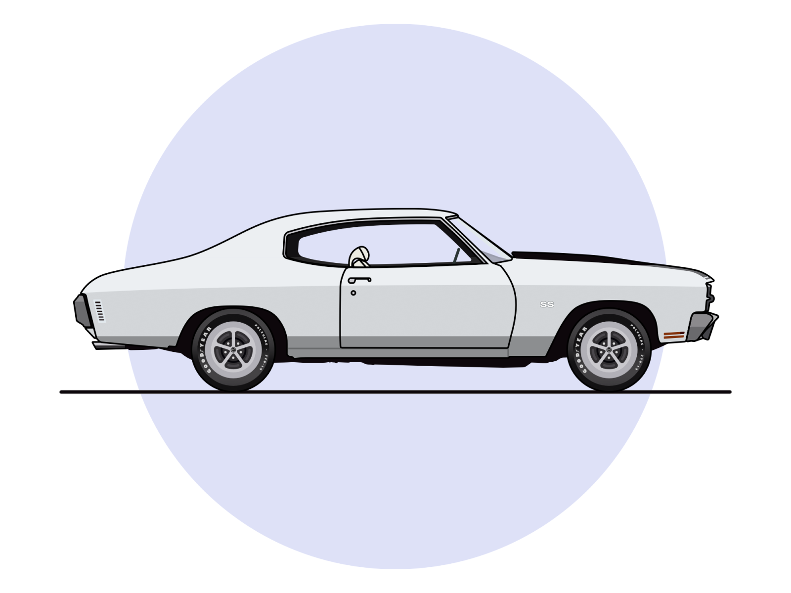 Muscle Cars Drawings Side View