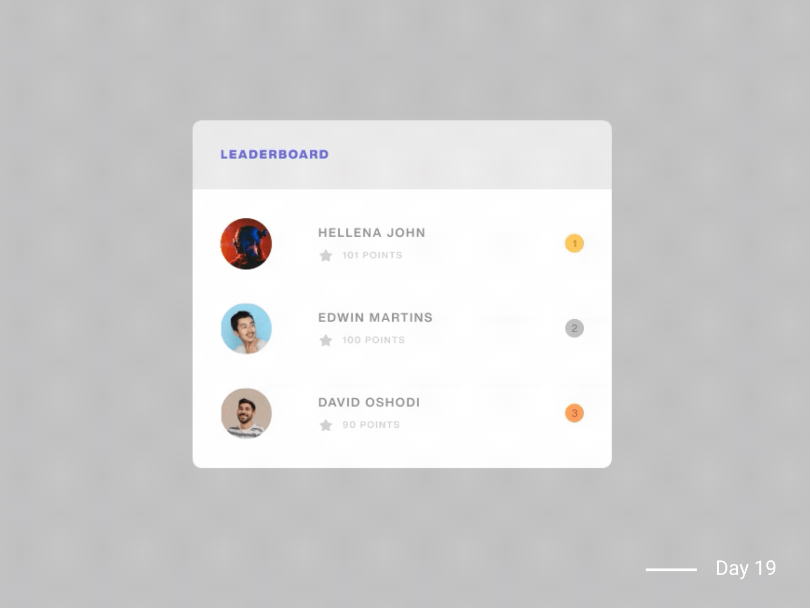 Daily UI 19 - Leaderboard by Jay K. Rajak on Dribbble