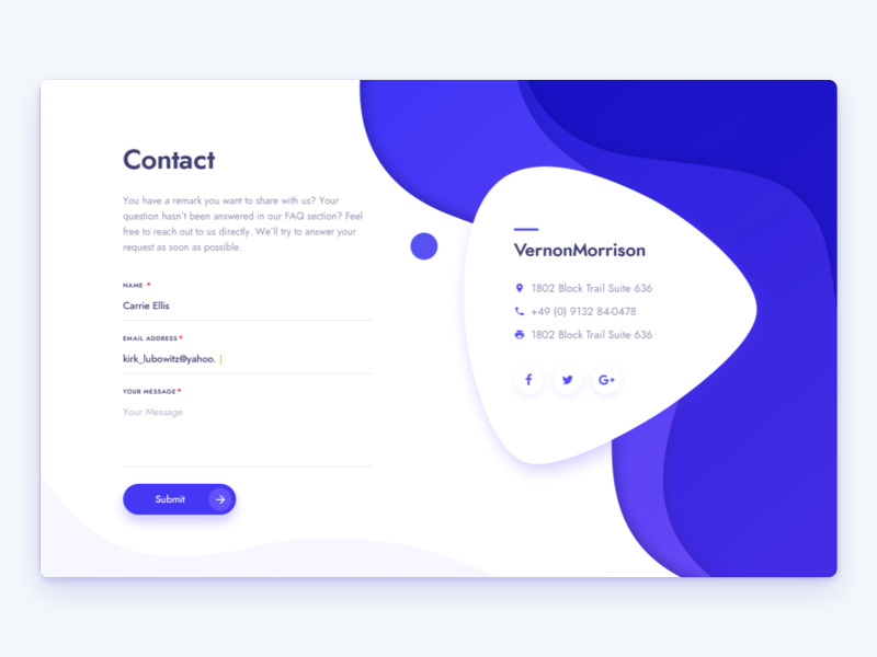 LX2 - Dailyui 28 - Contact Us by LX2 Design Studio on Dribbble